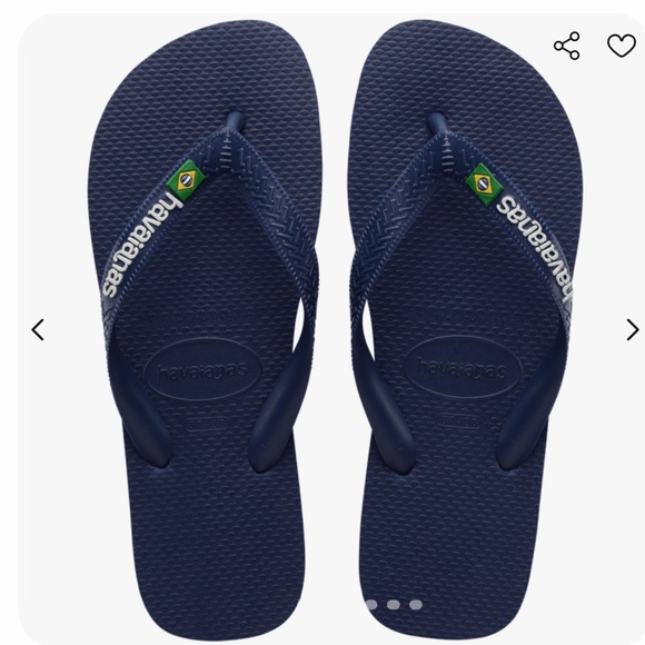 Havaianas | Shoes | New Havaianas Brazil Logo Flip Flops In Navy Blue ...